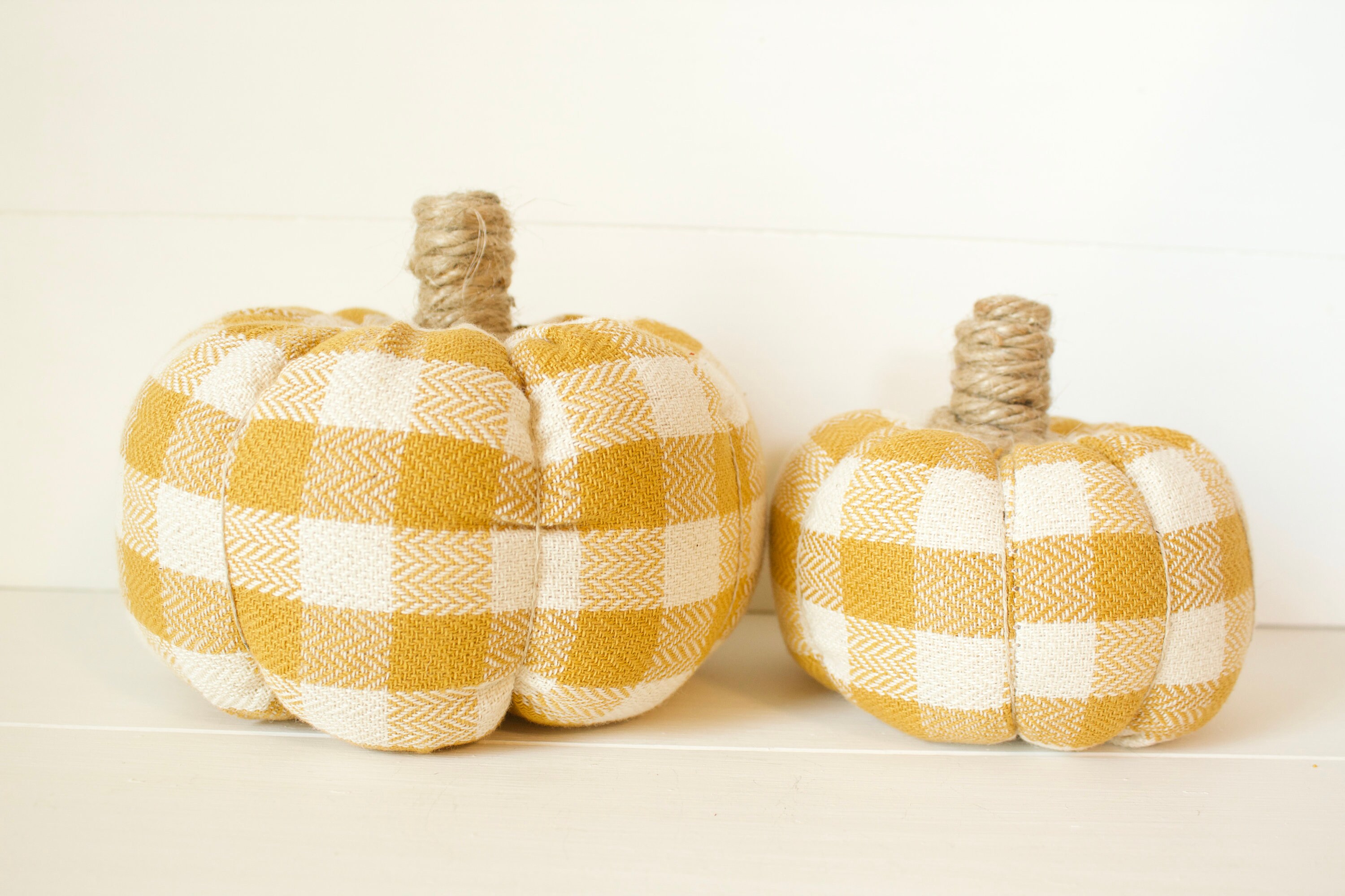 Mustard Plaid Fabric Pumpkin Fall Decor Stuffed Fabric | Etsy
