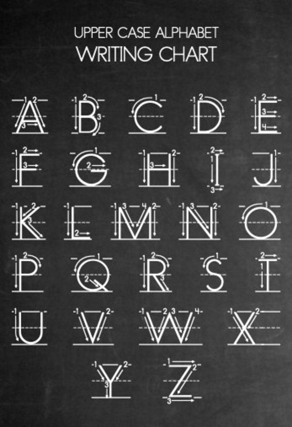 Uppercase Alphabet Writing Chart PDF Download for Homeschool or Bedroom ...