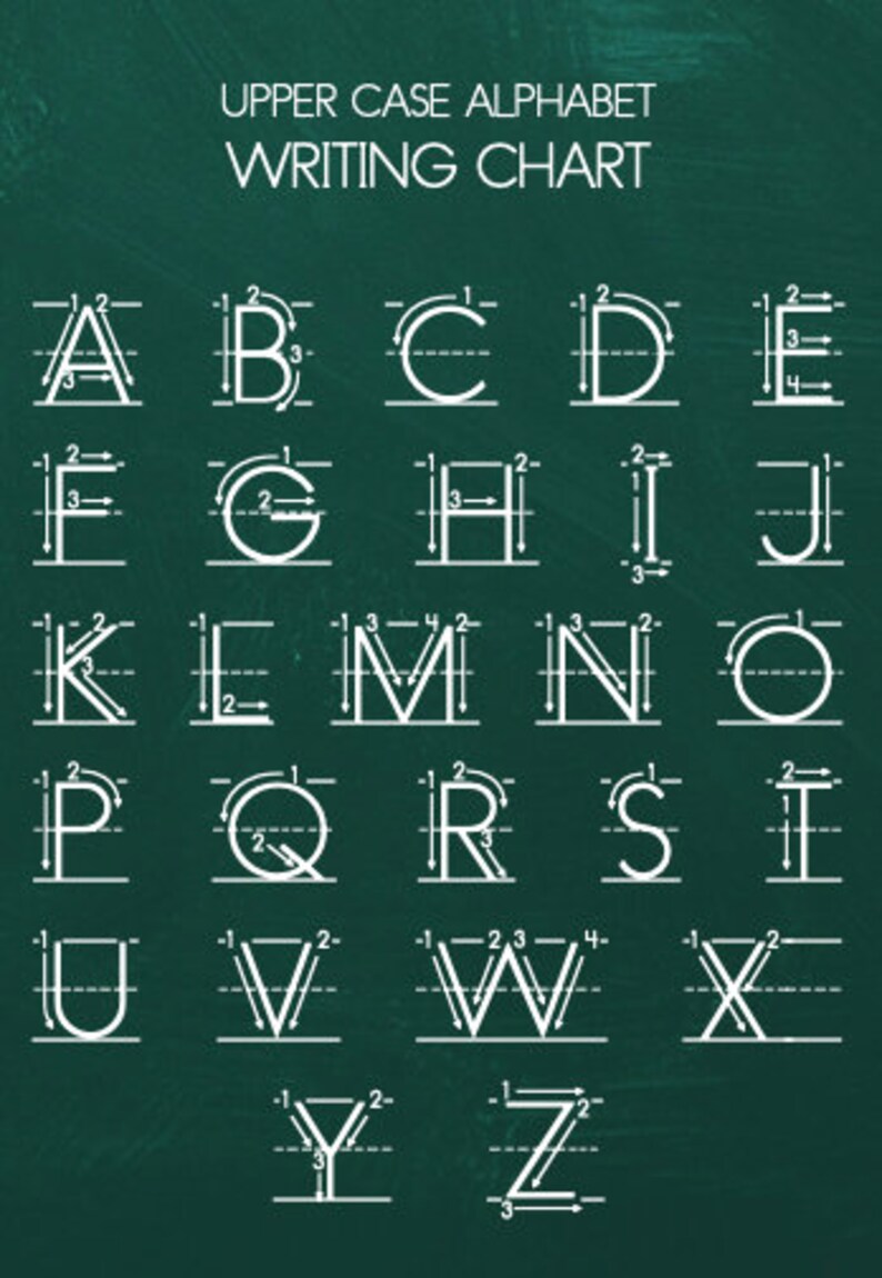 Uppercase Alphabet Writing Chart PDF Download for Homeschool or Bedroom ...
