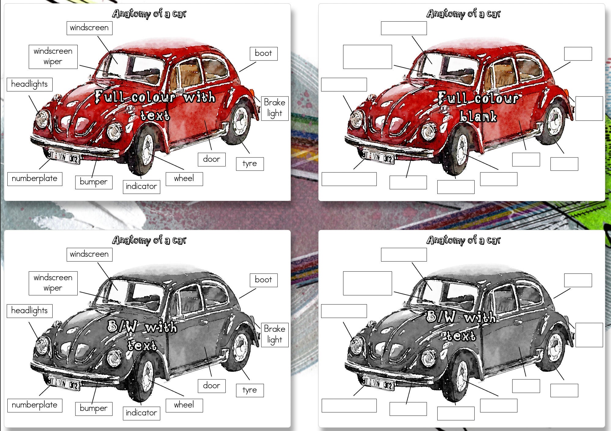 Transportation anatomy of a car poster Ideal for car / | Etsy