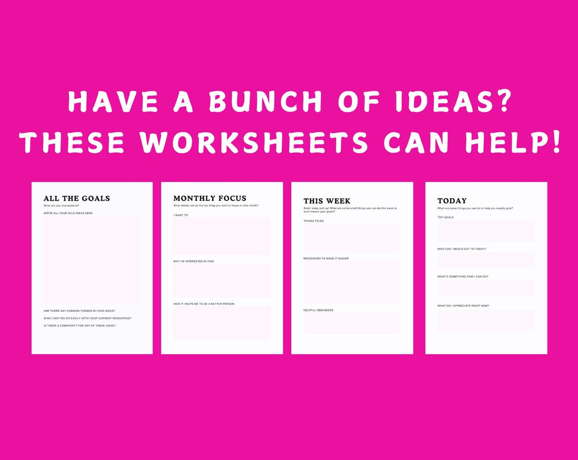 Goal Setting | Printable Broad Goals, Monthly Goals, Weekly Goals and ...