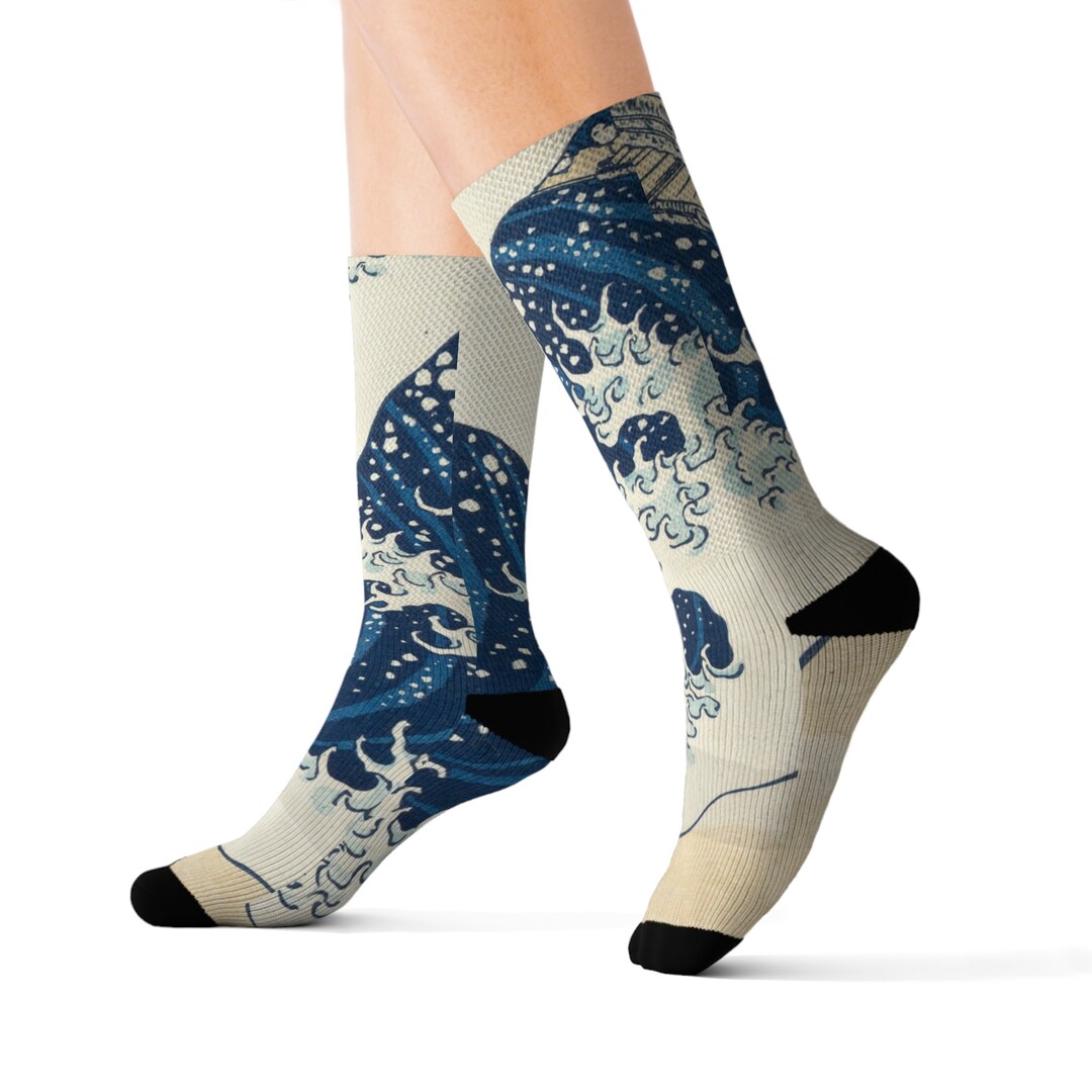 Vintage Art Japanese Socks, Retro Japan Sock, Woodblock Artwork, Funny ...
