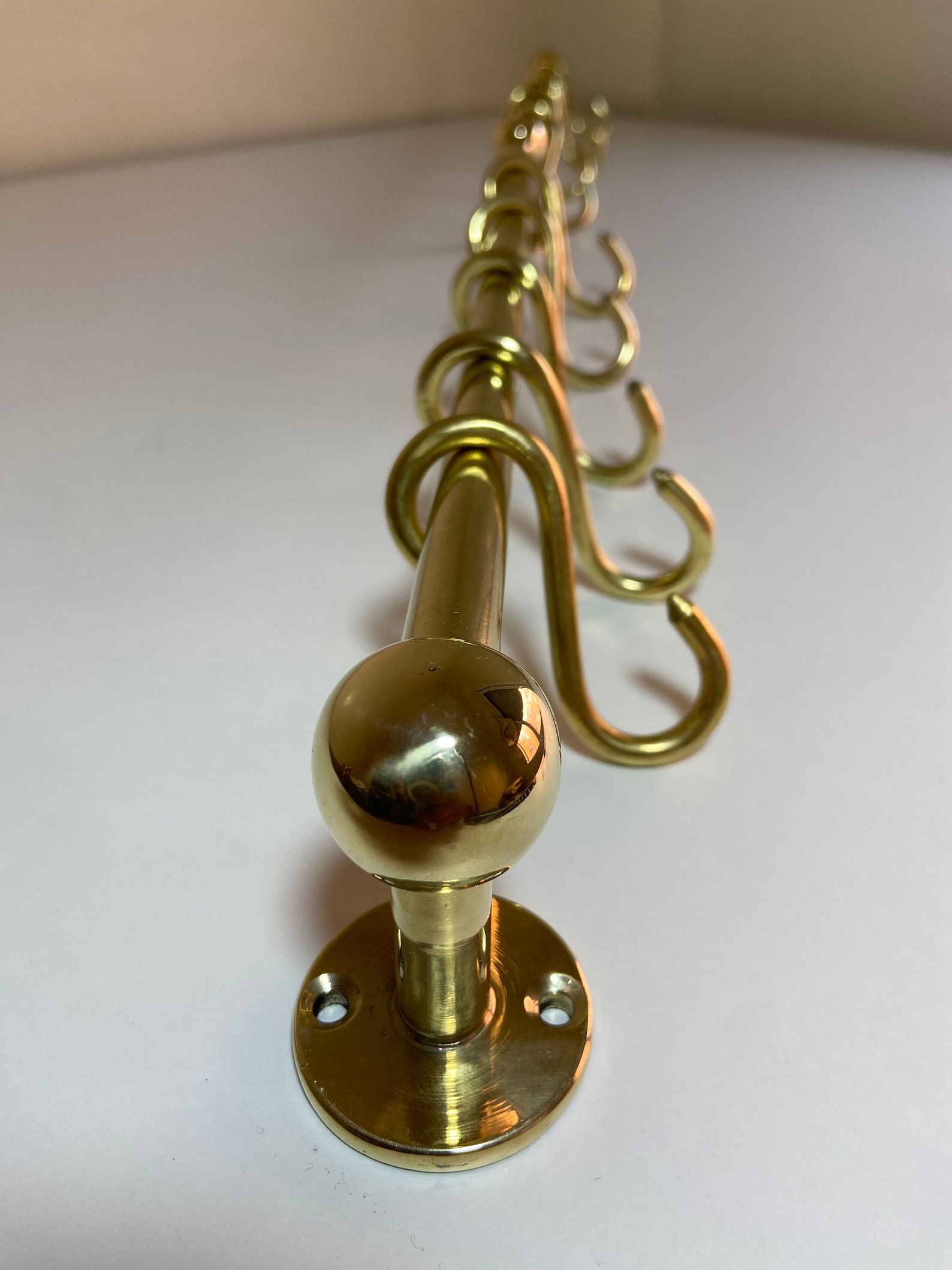 Brass Pot Rail Authentique Hand Crafted Natural Unlacquered Brass Wall ...