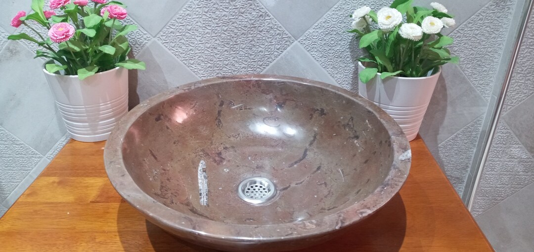 Marble Round Shaped Countertop Sink Circular Bathroom Vessel Washbasin ...