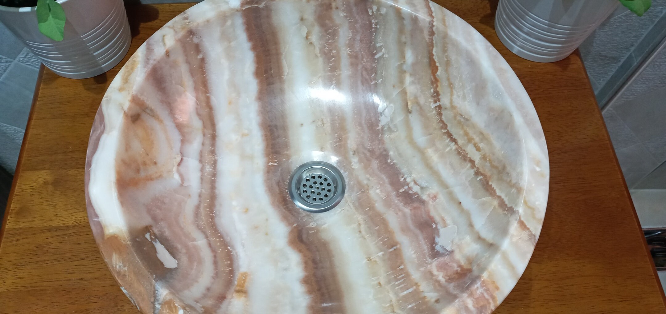 Marble Round Shaped Countertop Sink Circular Bathroom Vessel Washbasin ...