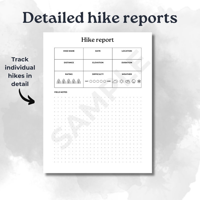 Hiking Journal | Printable Hike Log and Trail Report | FULL BUNDLE With ...