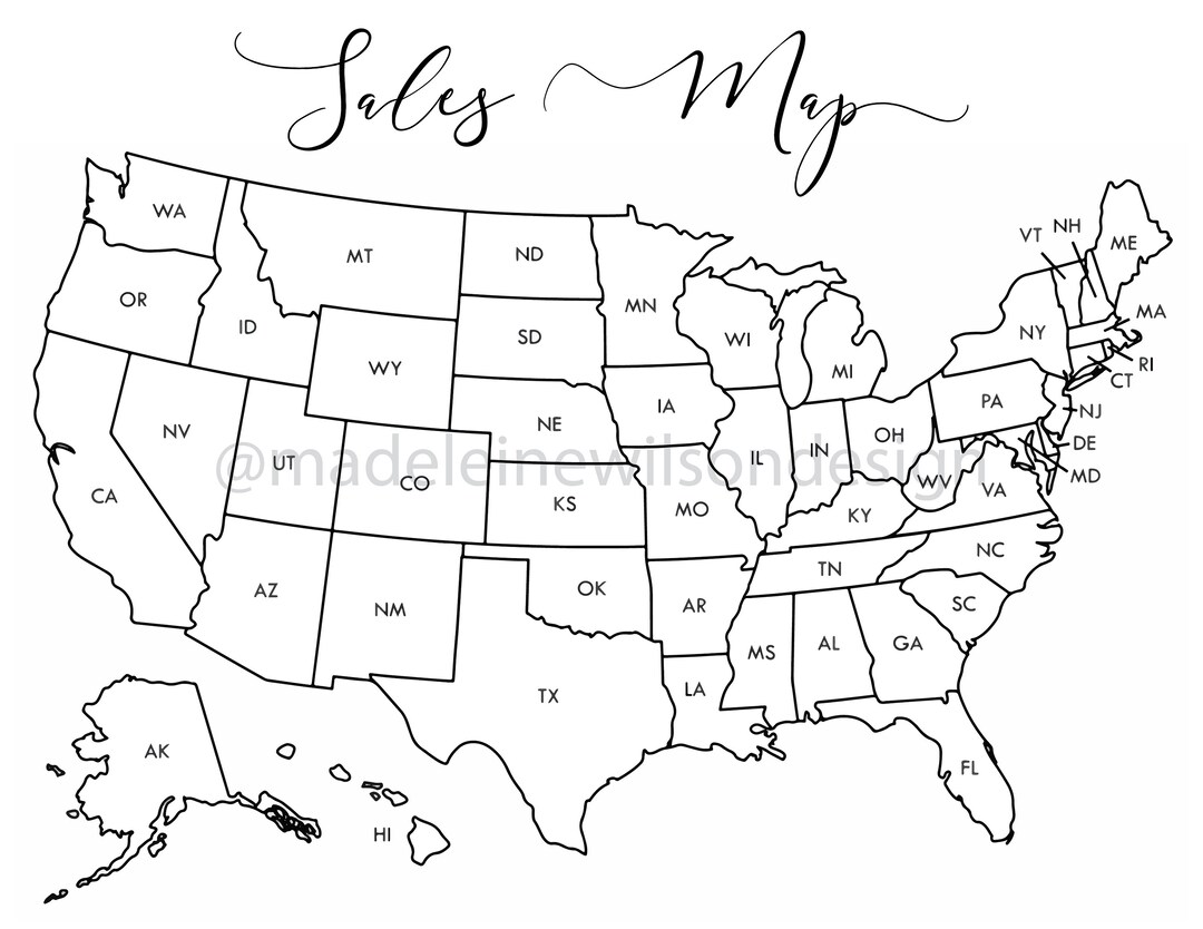 Printable Etsy Sales Map Download | Color in Map | US States Outlines ...