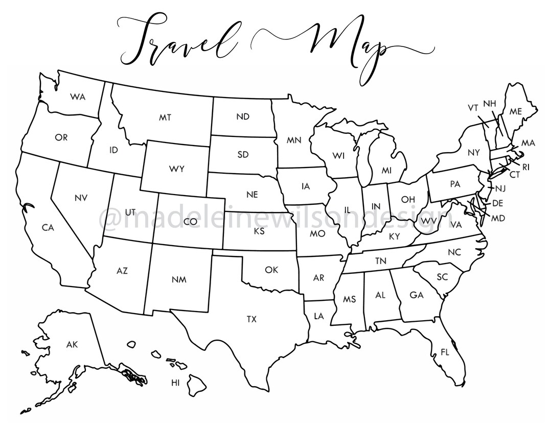 Printable US Travel Map | Color in States Map | US Outlines Coloring ...
