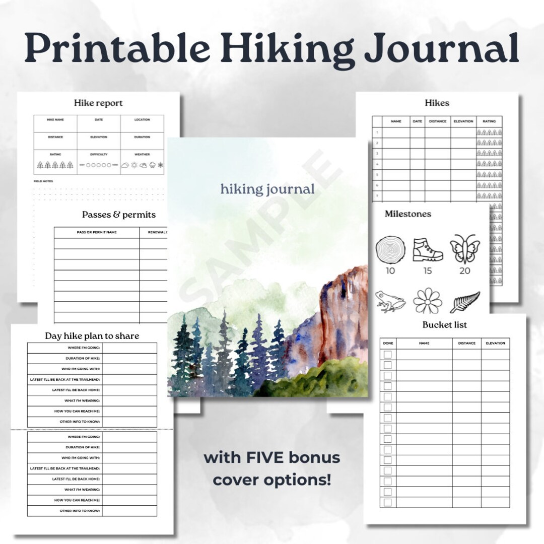 Hiking Journal | Printable Hike Log and Trail Report | FULL BUNDLE With ...