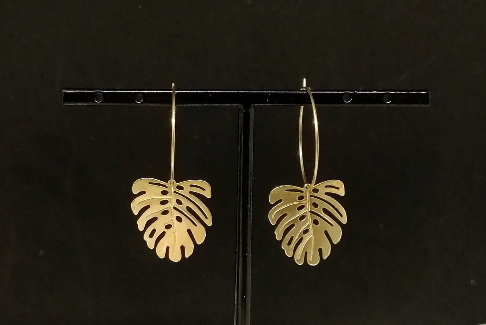 Monstera Leaf Gold Hoop Earrings Gold Leaf Dangle Earrings - Etsy UK