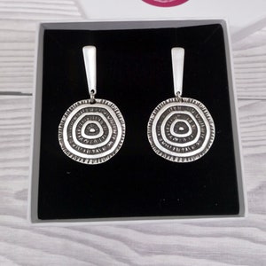 Unique Antique Silver Round Swirl Design Statement Earrings,long Bar ...