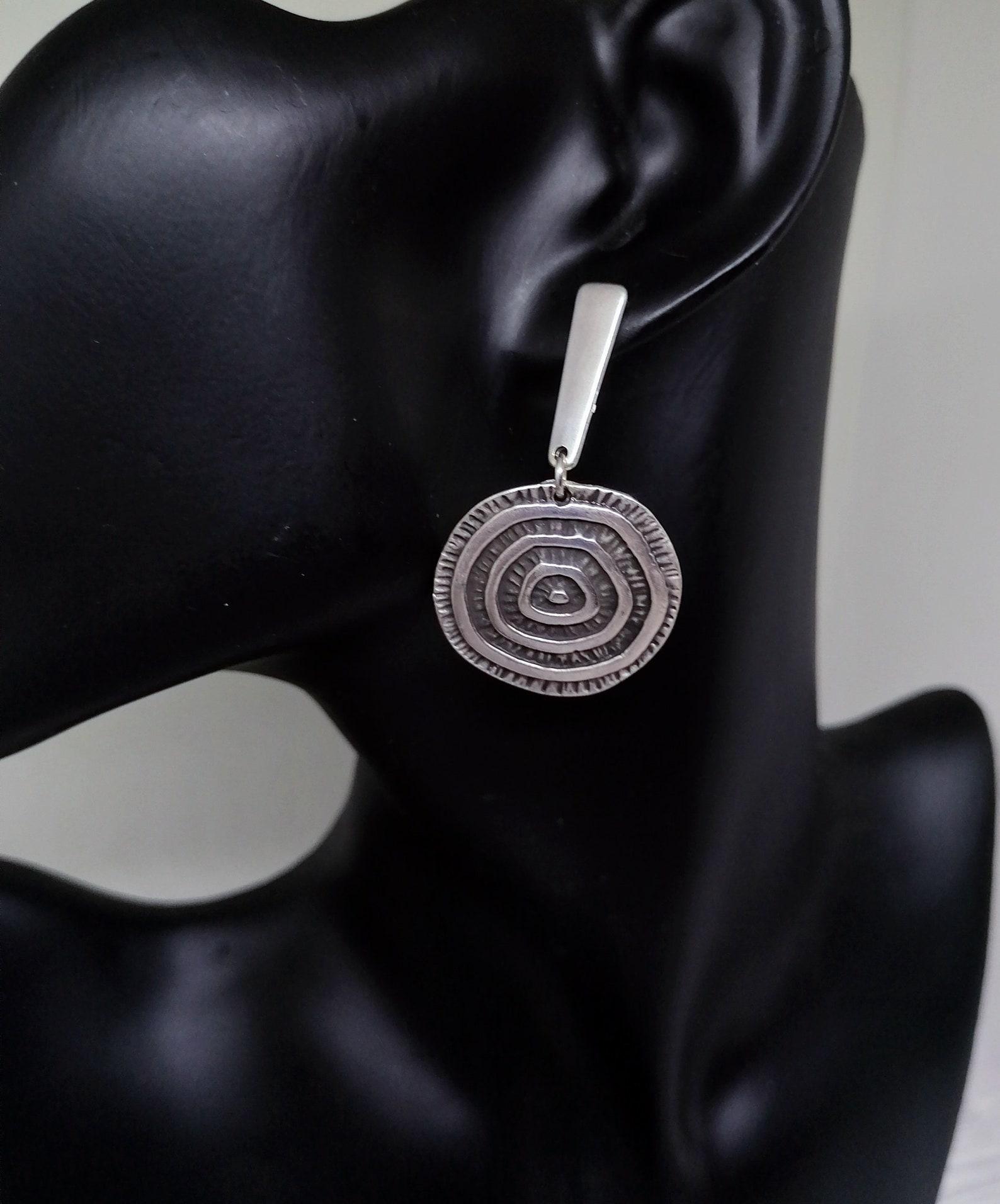 Unique Antique Silver Round Swirl Design Statement Dangle - Etsy UK