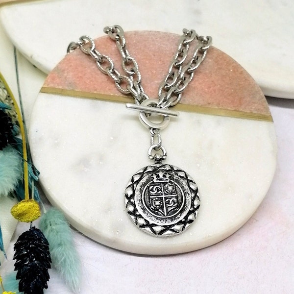 Silver Coin Necklace - Etsy
