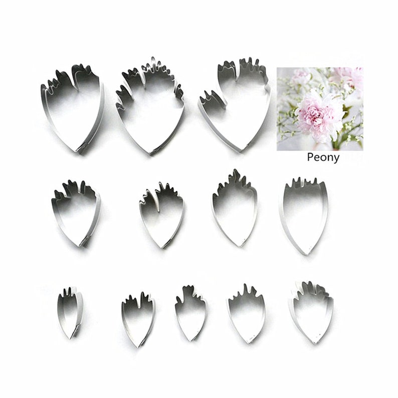 Peony Fondant Petal and Leaf Full Set Fondant Sugar Flower Cutters ...