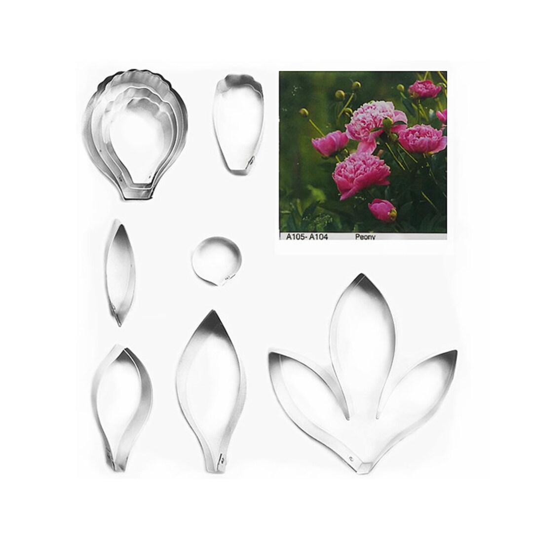 Peony Petal and Leaf Full Set Cutters Fondant Sugar Flower Cutters ...