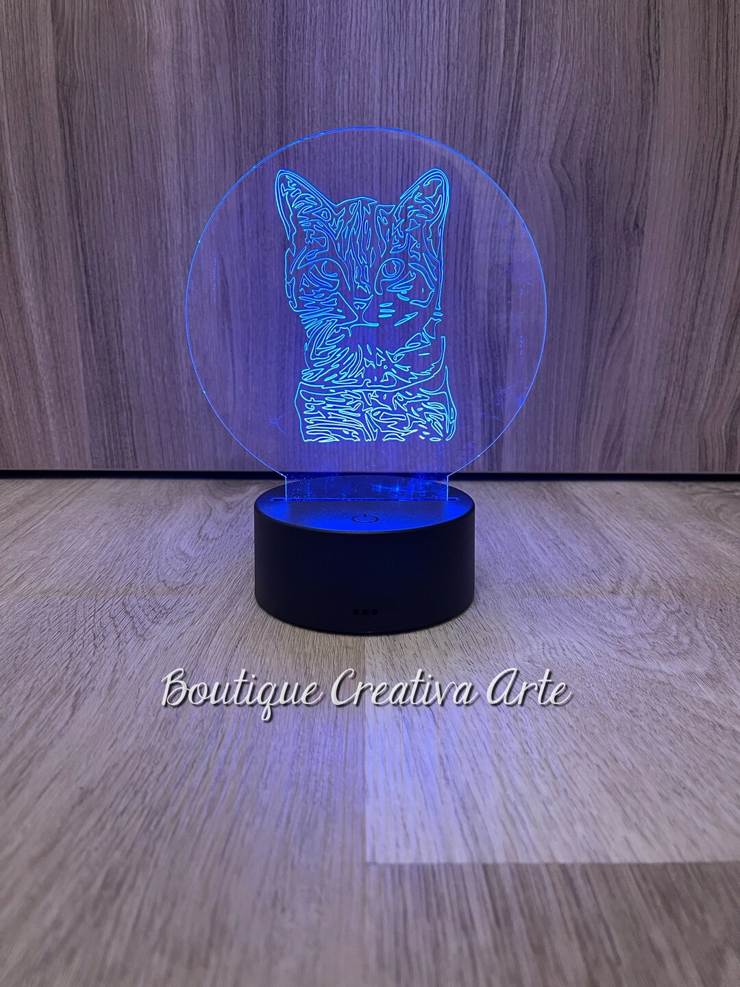 Rgb Led Lamp With Engraving on Plexiglass Cat - Etsy