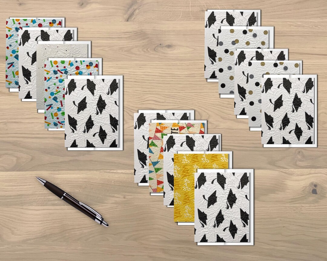 Congrats Grad Stationery Collection / 5 Themed Noted Cards / Blank ...