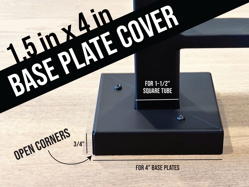 Modern Square Base Cover for 1.5" Square Tube Railing, Post Skirt Cover ...