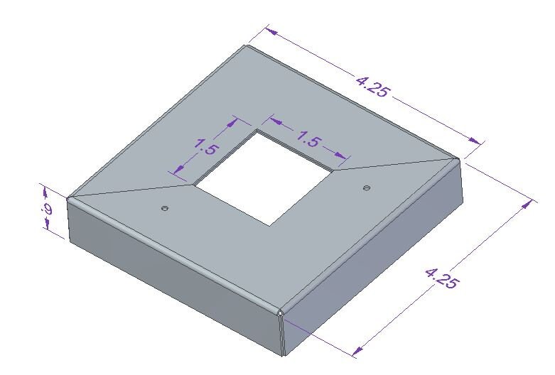 Modern Square Base Cover for 1.5" Square Tube Railing, Post Skirt Cover ...