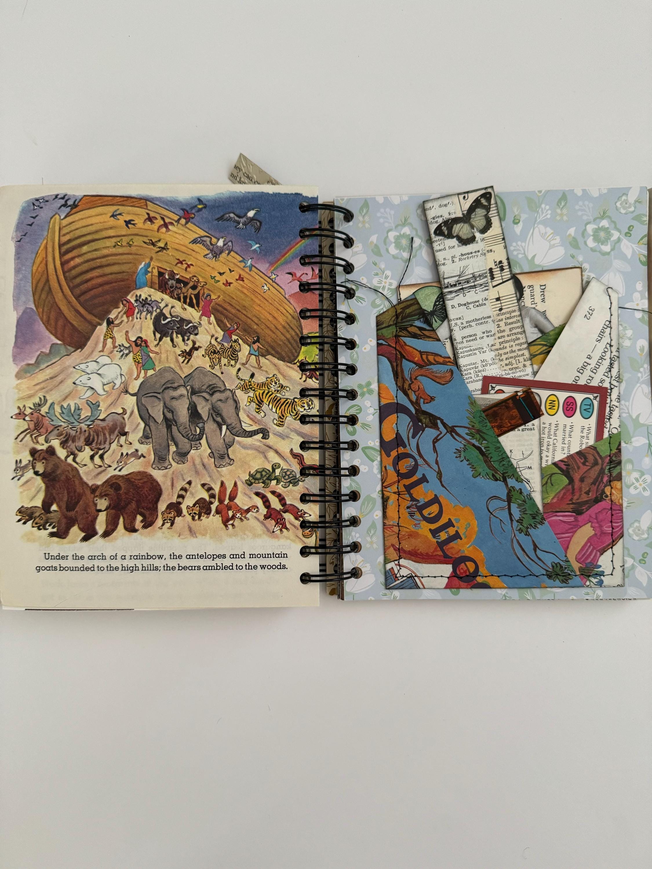 Junk Journal - Noah's Ark, Upcycled Book, Little Golden Book, Vintage ...