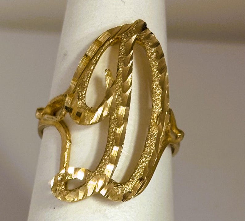 14K Gold Initial D Ring Yellow Gold - Etsy