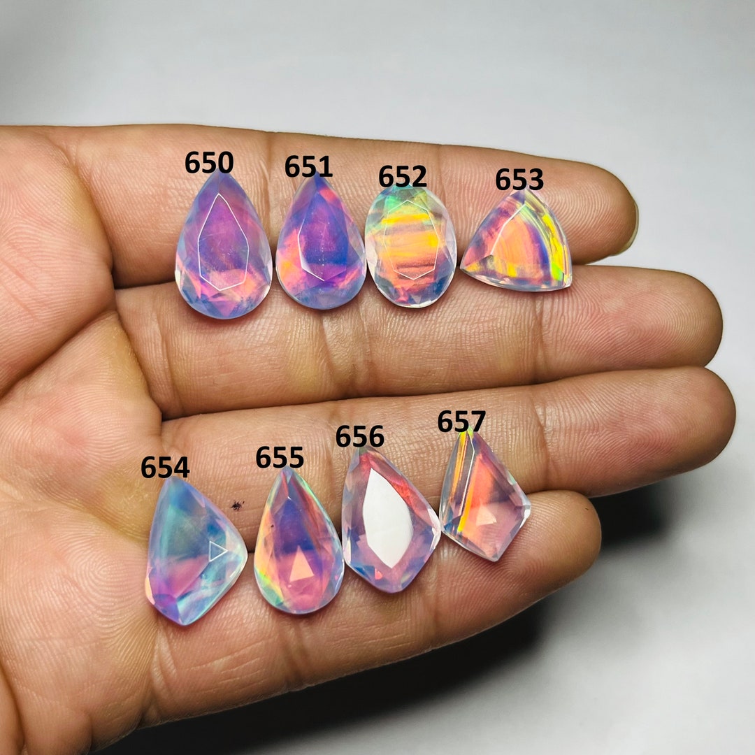 Faceted Aurora Opal Gemstone- Mix Shape Welo Fire Both Side Faceted ...
