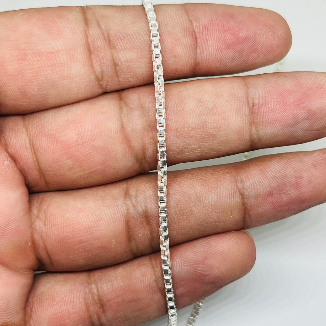 925 Solid Sterling Silver Box Chain Necklace, Stylish Chain Italian ...
