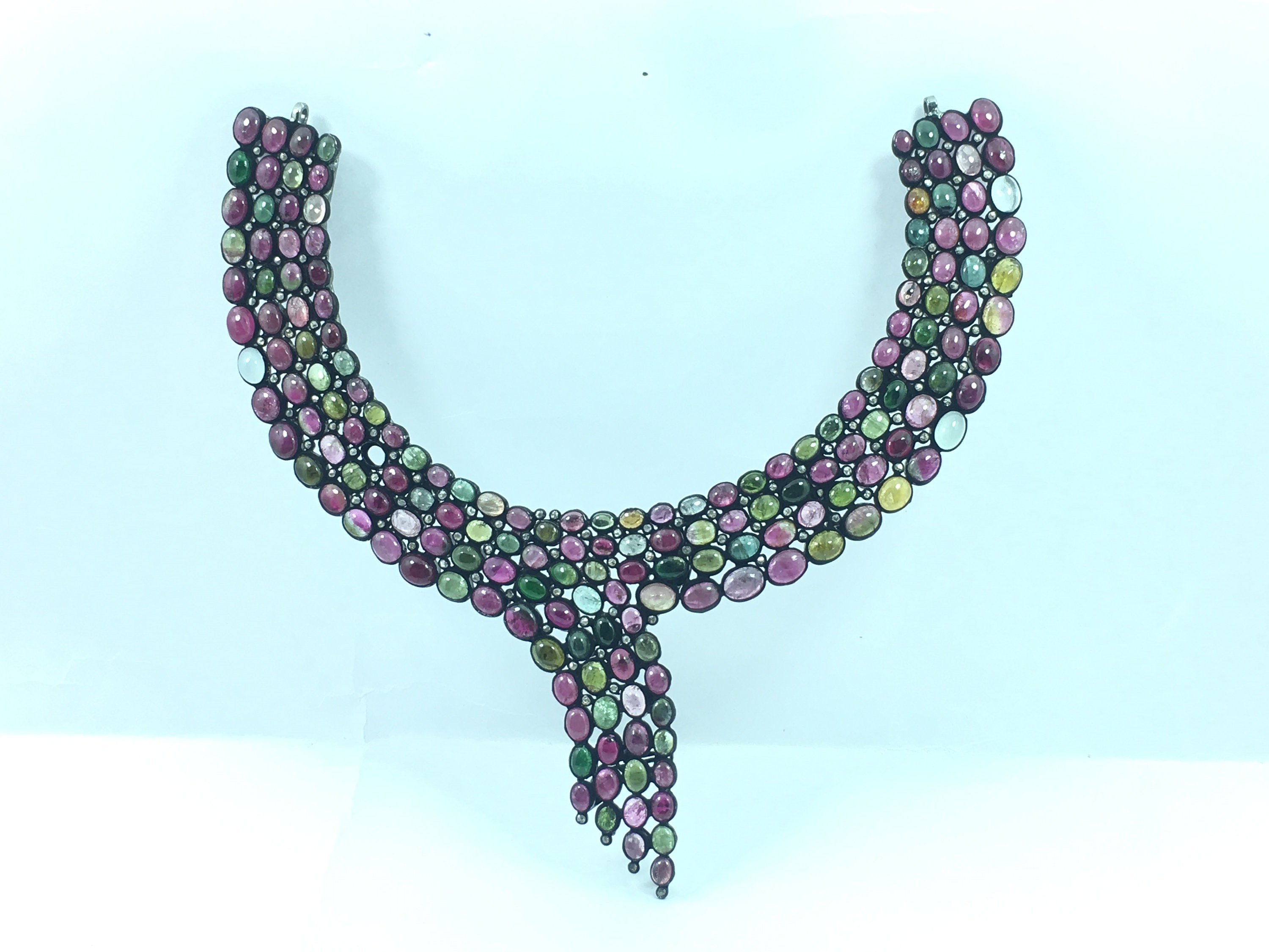 Rose Cut Diamonds With Multi-color Tourmaline Handmade Solid | Etsy