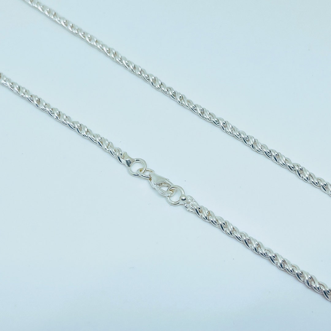 925 Solid Sterling Silver Rope Chain Necklace, Stylish Chain Italian ...