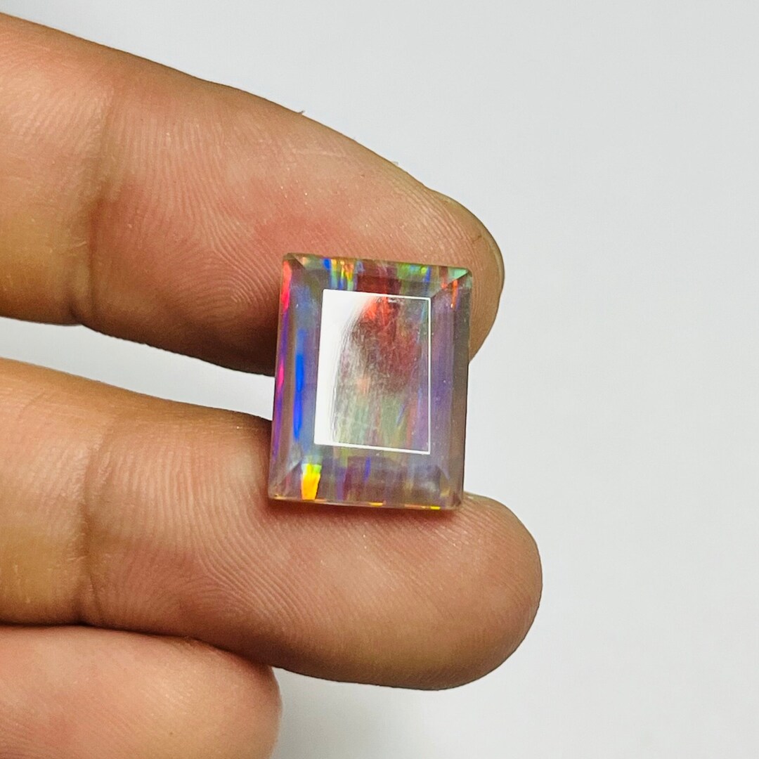 Black Aurora Opal Gemstone Rectangle Welo Fire Gilson Opal Doublet ...