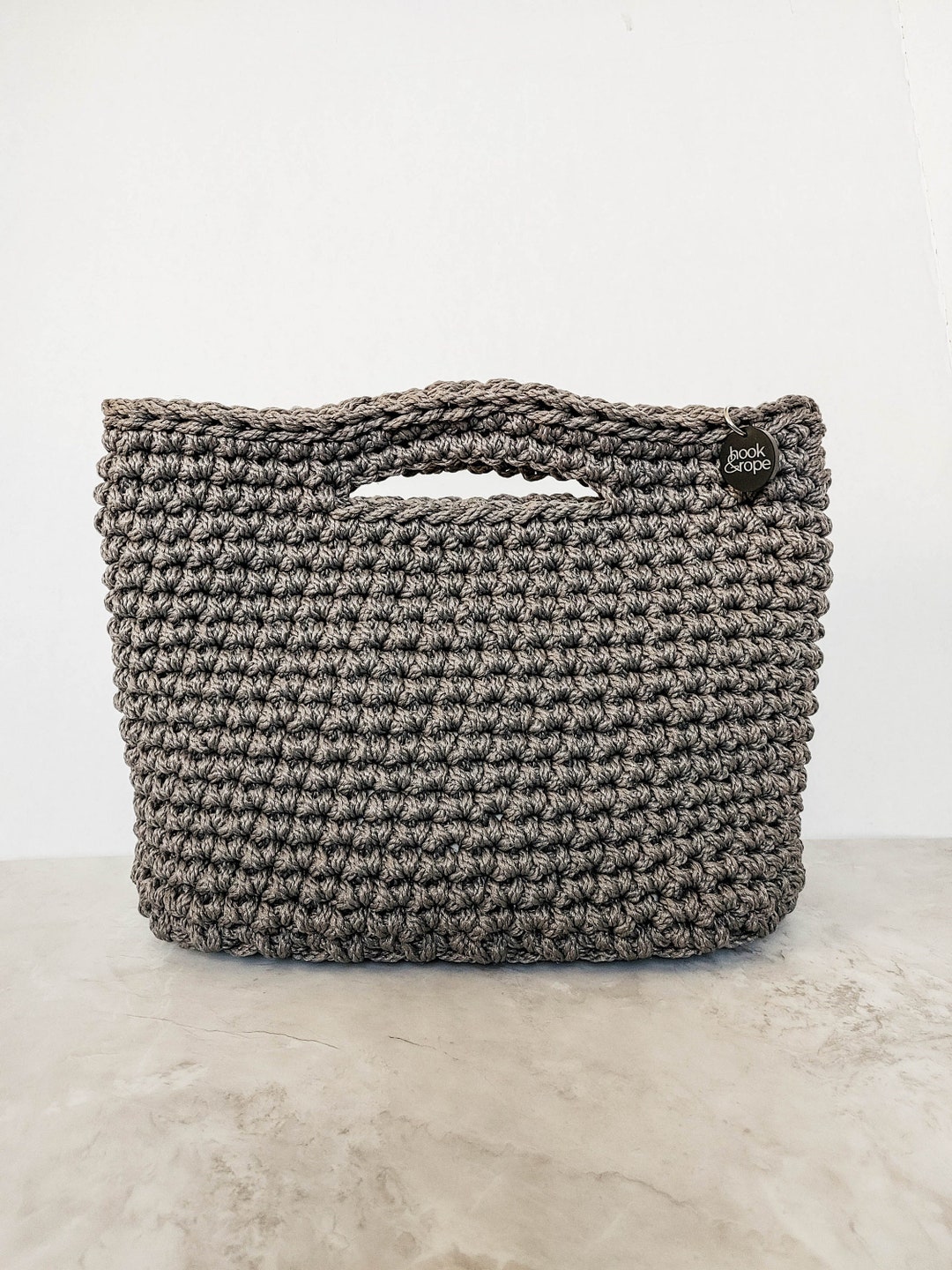 Hand Crocheted Purse: Elegant Gray Clutch With Cork Bottom - Etsy