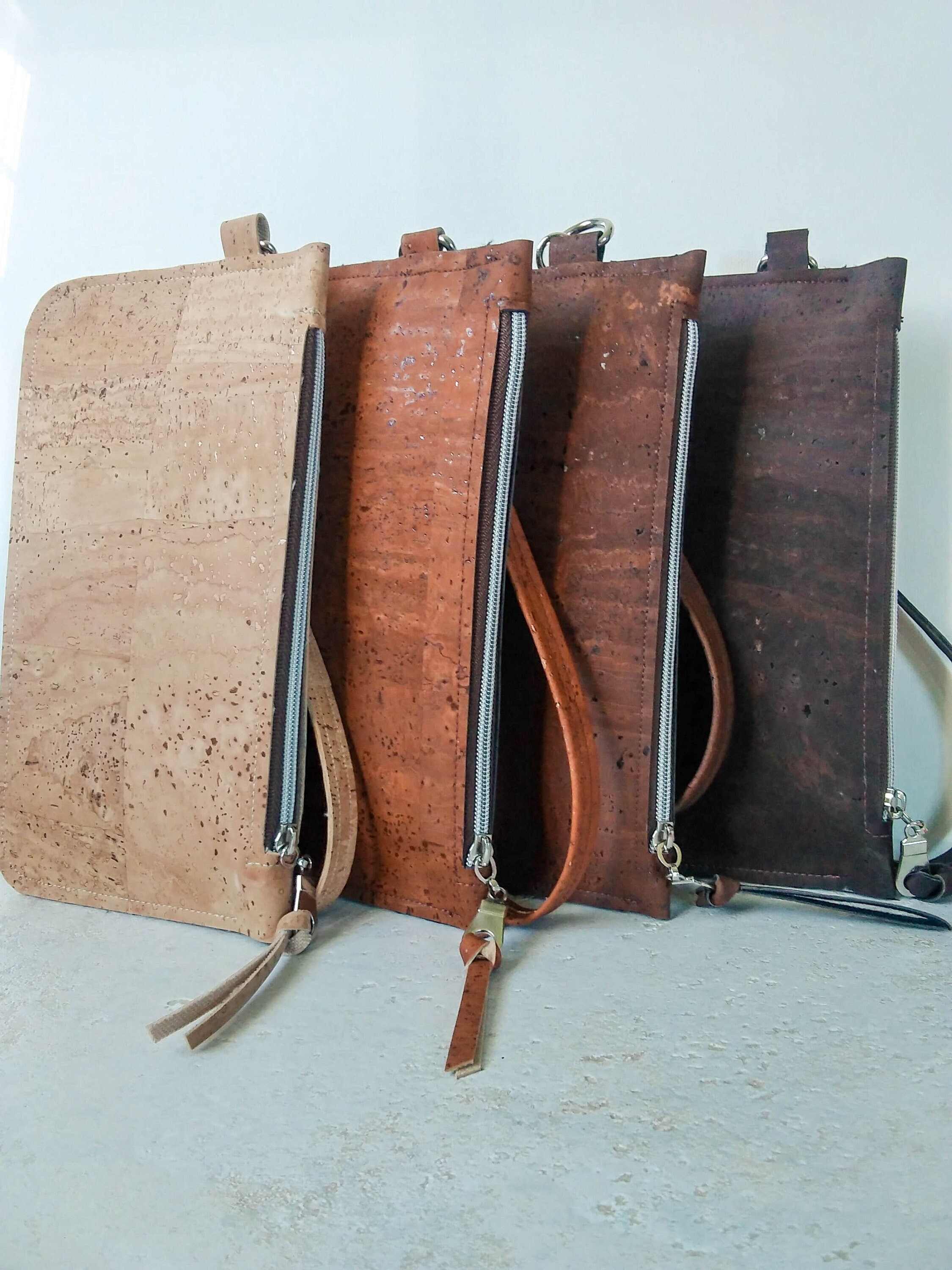 Cork Leather Wristlet Eco-friendly Cork Clutch Cork Zipper Pouch for ...