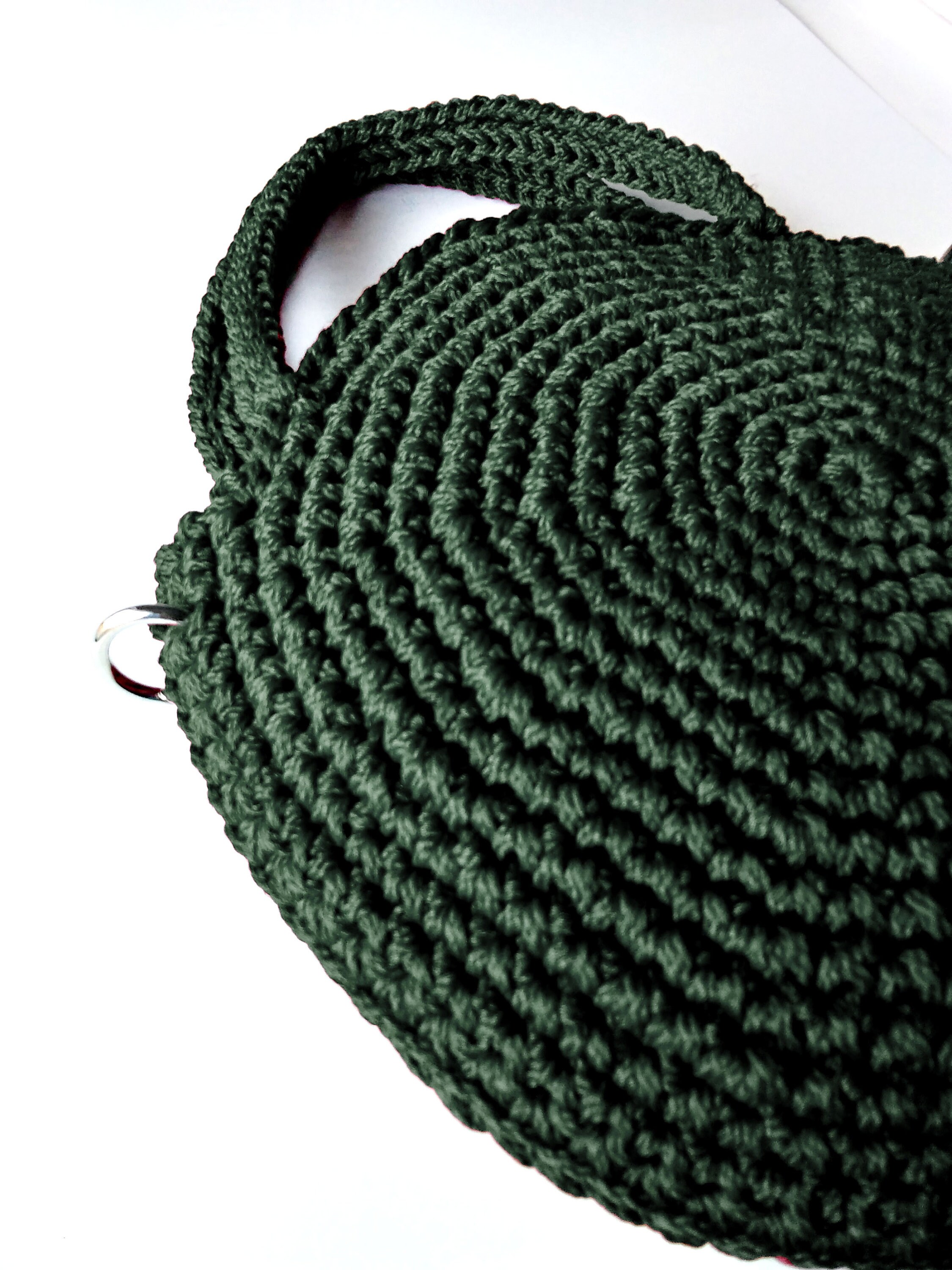 Round Top Handle Bag Emerald Green Handbag Crocheted Round - Etsy