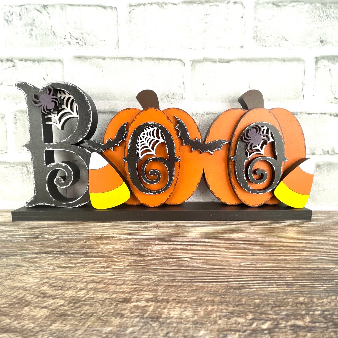 BOO Halloween Shelf Sitter, Spooky, Mantel Decor, Standing Wood Sign ...