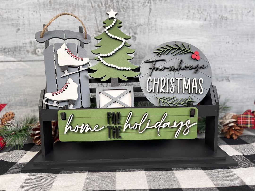 Christmas Interchangeable Sign, Christmas Tiered Tray, Christmas Decor ...