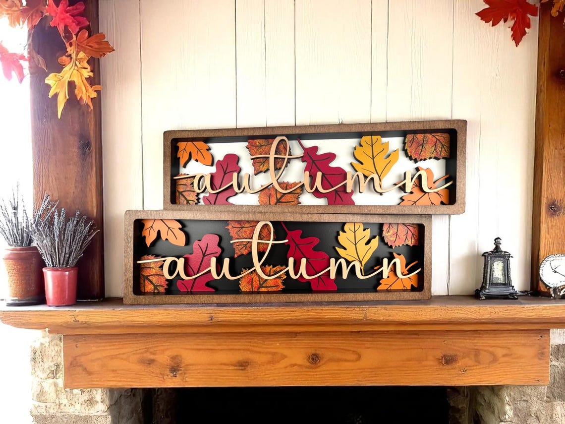Layered Autumn Standing Sign, Fall Decor, Autumn Decor, Shelf Sitter ...