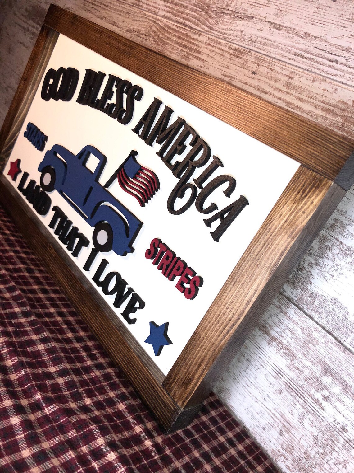 Patriotic Wooden Sign Americana Decor Vintage Truck America | Etsy