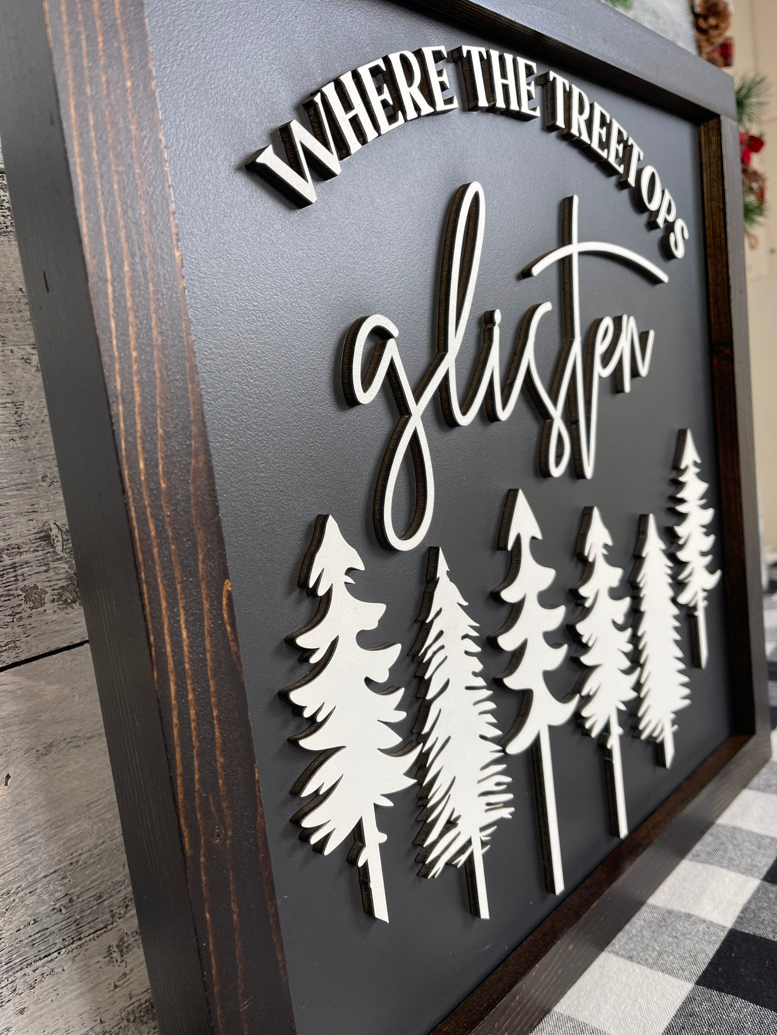 Where the Treetops Glisten Sign Christmas Sign Believe Sign - Etsy