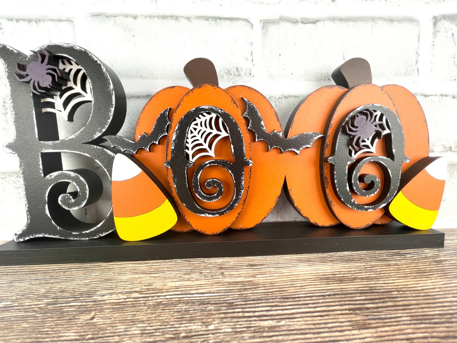 BOO Halloween Shelf Sitter, Spooky, Mantel Decor, Standing Wood Sign ...