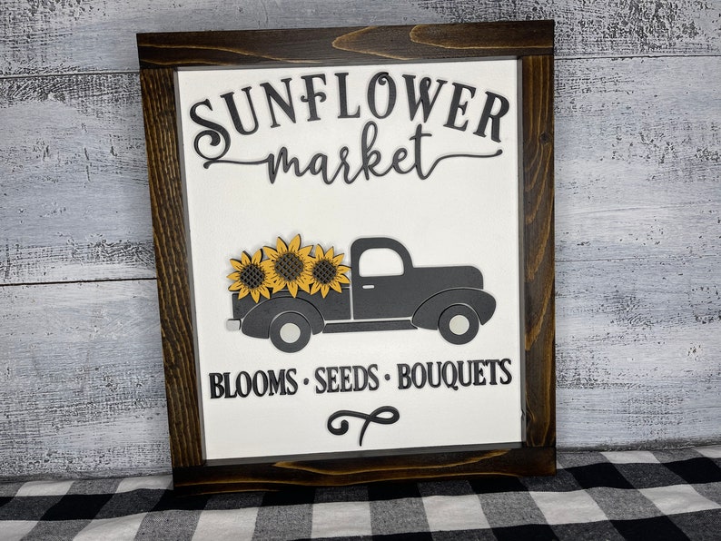Sunflower Sign Truck Sign Sunflower Decor 3D Sign Fall - Etsy