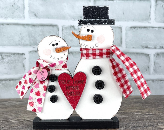 Valentine Couple Snowman, Shelf Sitter, Valentine Decor, Snowman Decor ...