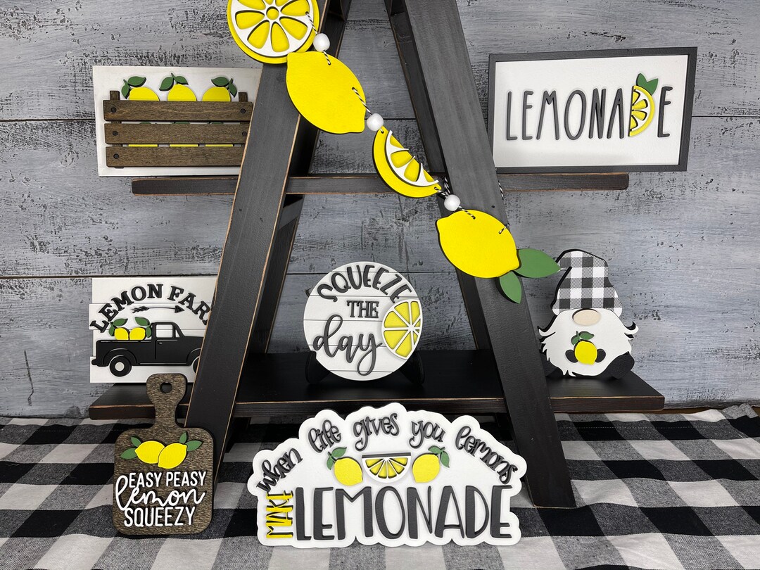 Lemons Tiered Tray Decor, When Life Gives You Lemons Make Lemonade Sign ...