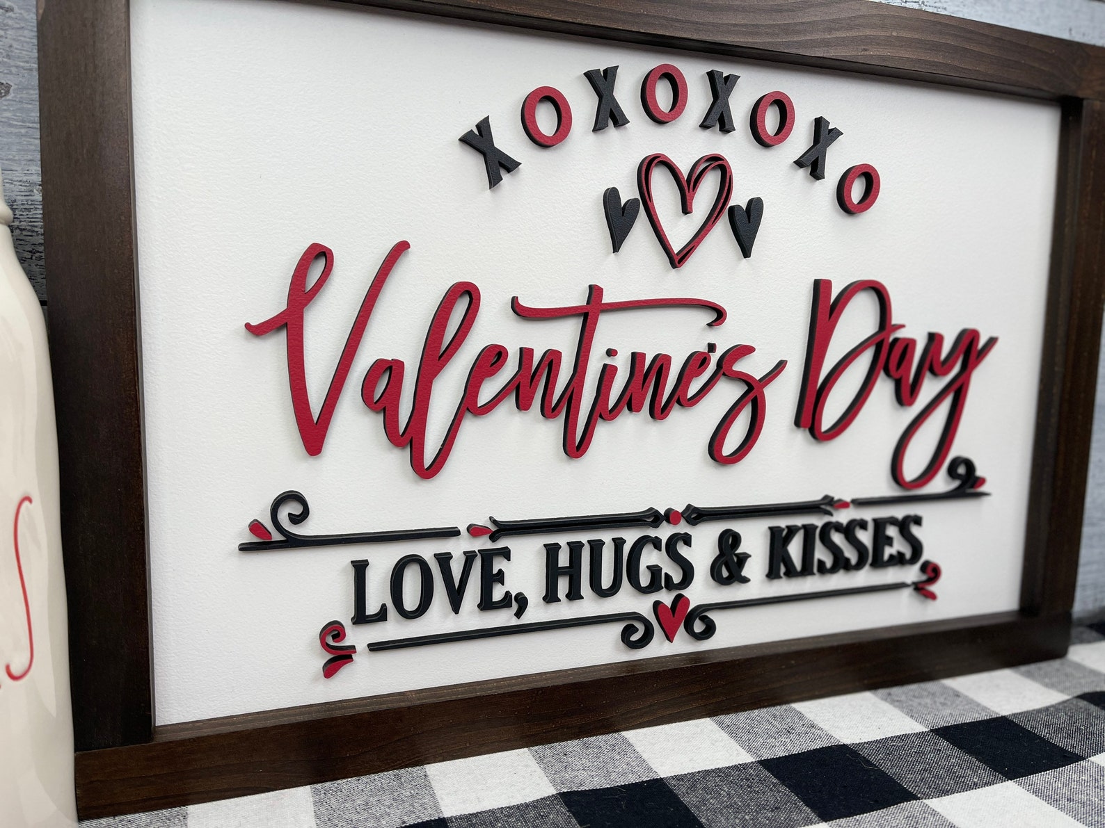 Valentine's Day Sign, Hugs and Kisses, Love & Wishes, 3D Sign ...