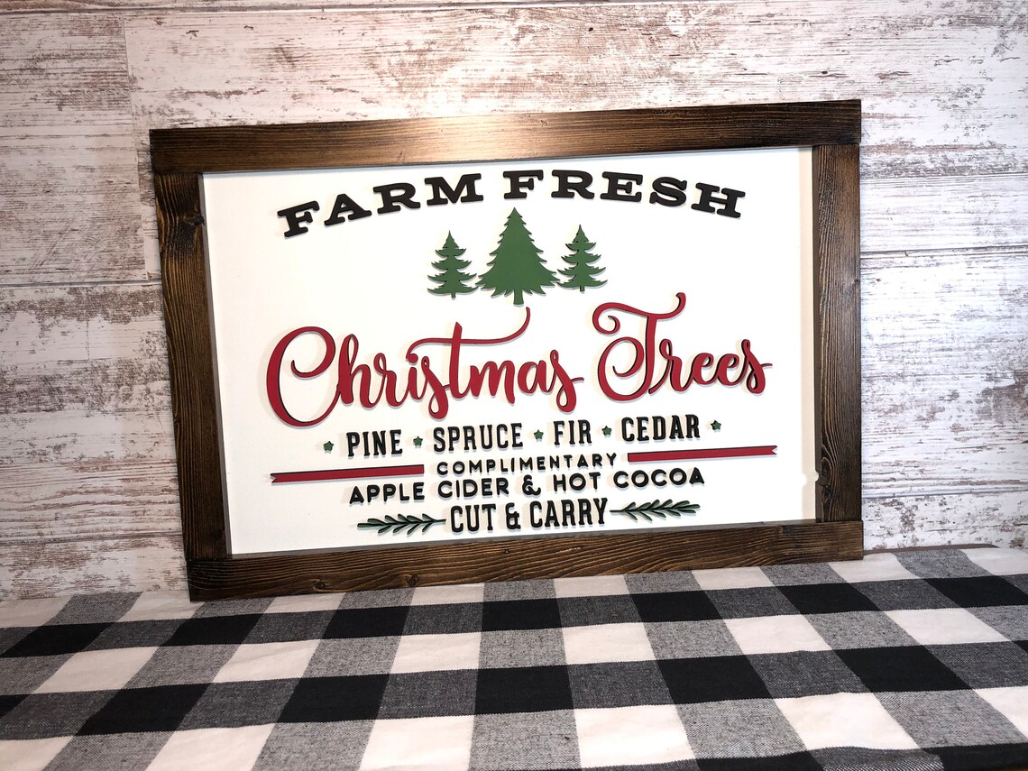 Christmas Sign Farm Fresh Christmas Trees 3D Sign Christmas - Etsy