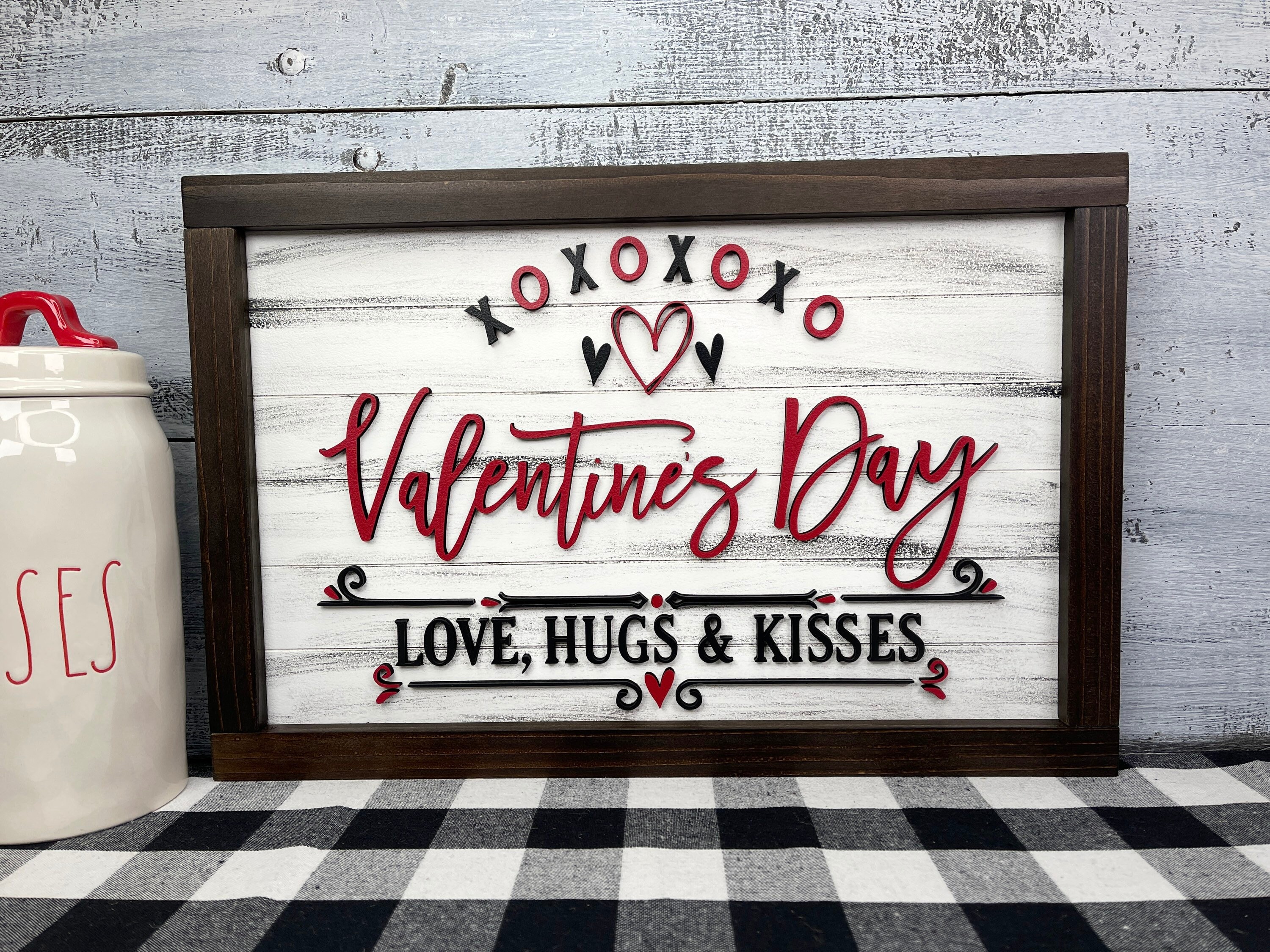 Valentine's Day Sign, Hugs and Kisses, Love & Wishes, 3D Sign ...