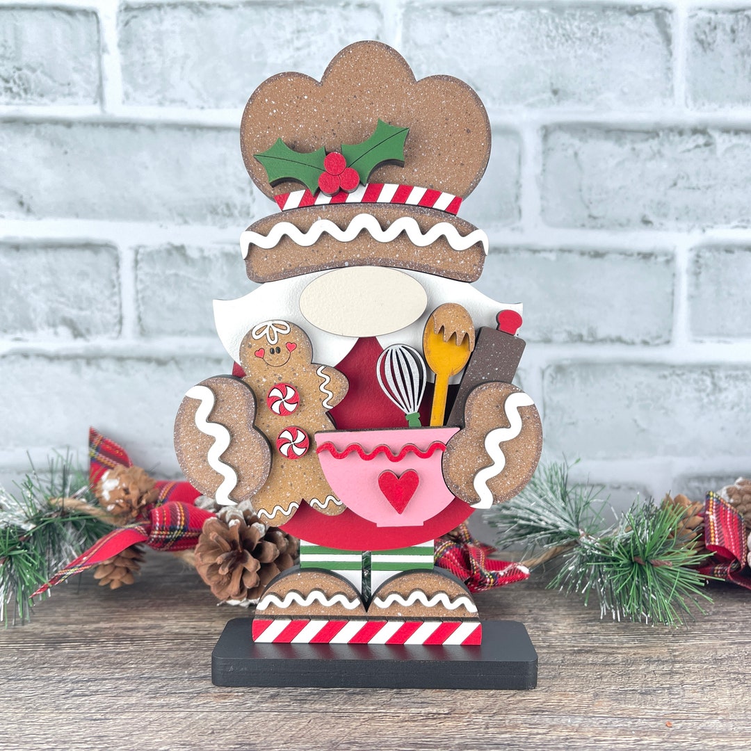 Wood Gingerbread Gnome, Gingerbread Decor, Christmas Decor, Gingerbread ...