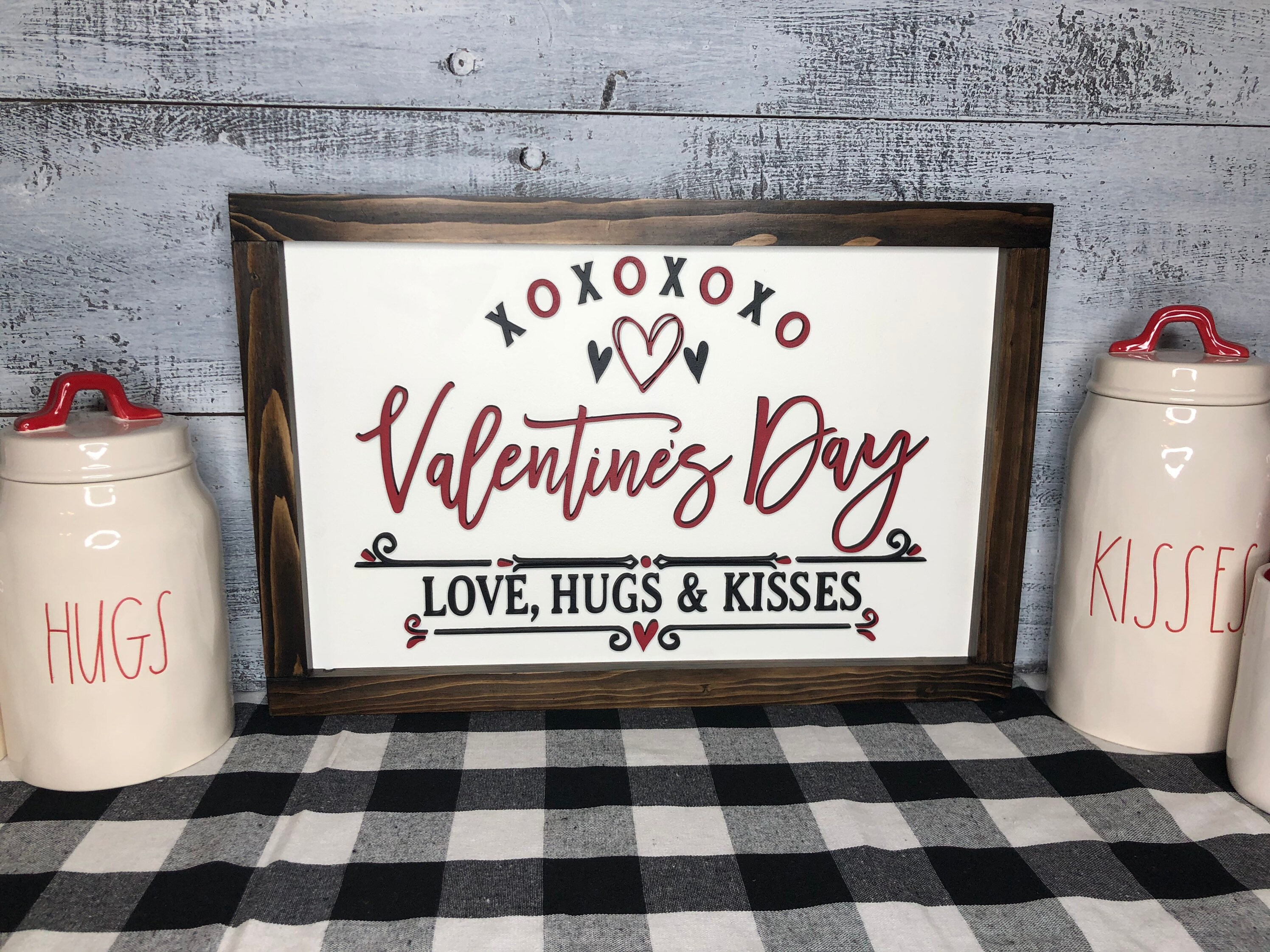 Valentine's Day Sign, Hugs and Kisses, Love & Wishes, 3D Sign ...