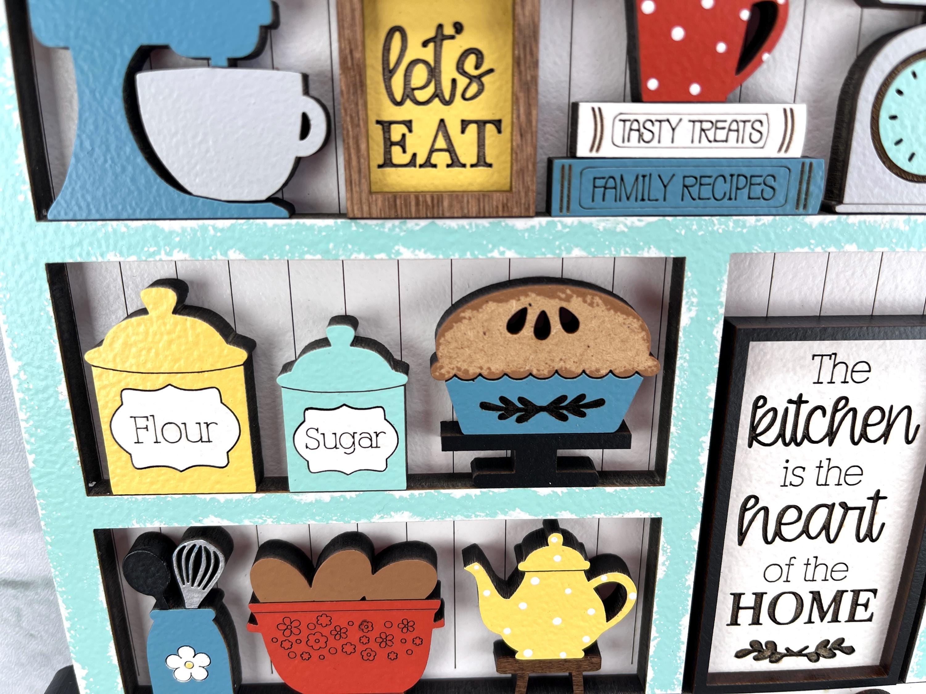 Mini Kitchen Hutch, Kitchen Shelf Sitters, Kitchen Tiered Tray, Kitchen ...