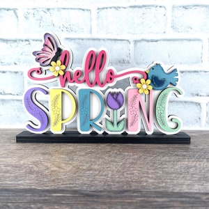 Hello Spring Word Block, Spring Decoration, Mantel Decoration, Spring ...