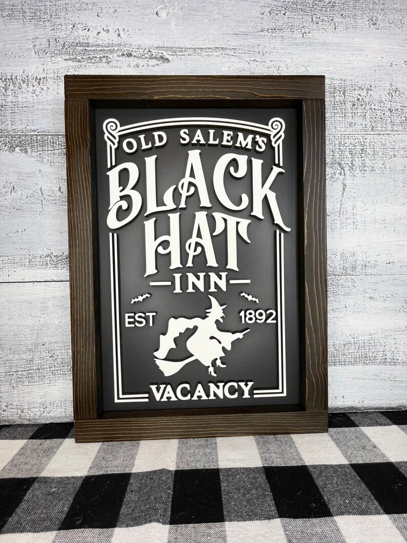 Old Salems Black Hat Inn Sign 3D Sign Farmhouse Halloween - Etsy